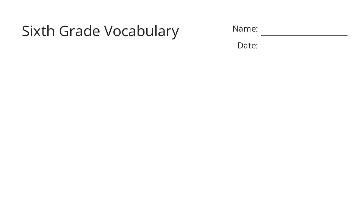 Sixth Grade Vocabulary - My Worksheet Maker: Create Your Own Worksheets