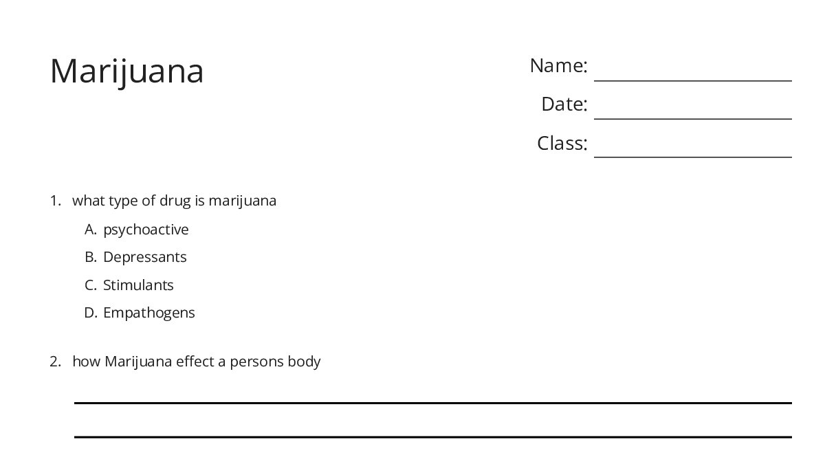 Marijuana - My Worksheet Maker: Create Your Own Worksheets
