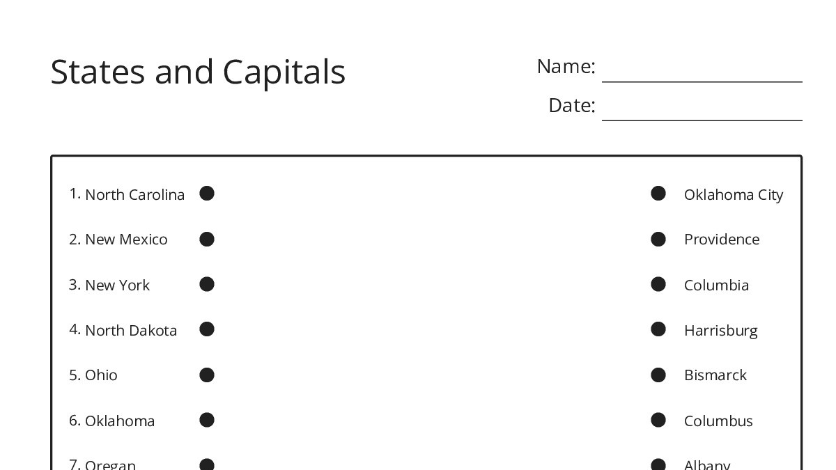 States and Capitals - My Worksheet Maker: Create Your Own Worksheets