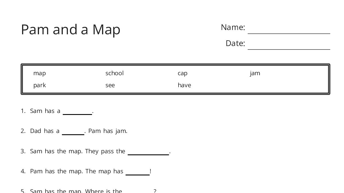 Pam and a Map - My Worksheet Maker: Create Your Own Worksheets