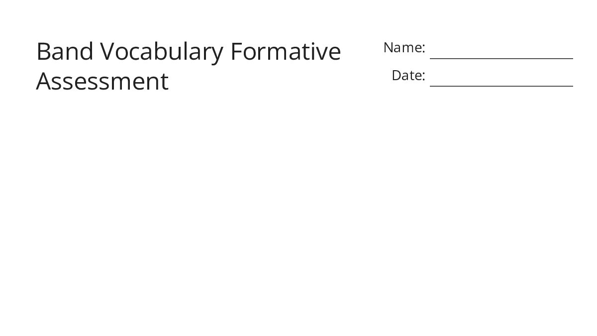 Band Vocabulary Formative Assessment - My Worksheet Maker: Create Your ...