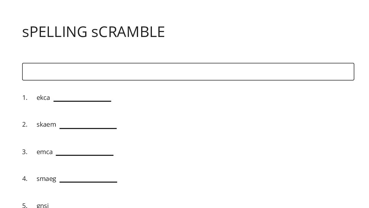 sPELLING sCRAMBLE - My Worksheet Maker: Create Your Own Worksheets
