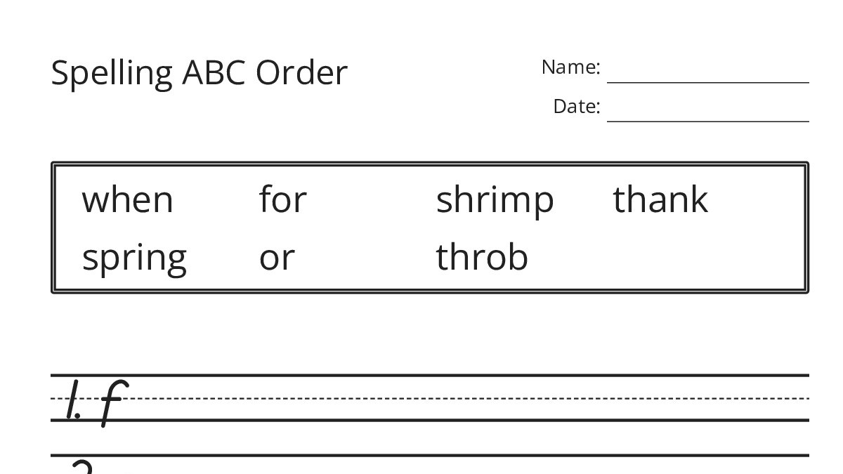 Spelling ABC Order - My Worksheet Maker: Create Your Own Worksheets