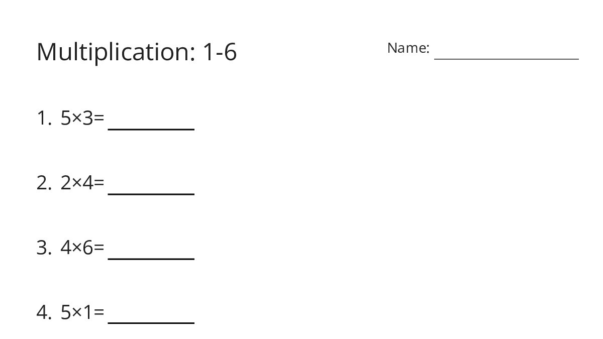 Multiplication: 1-6 - My Worksheet Maker: Create Your Own Worksheets