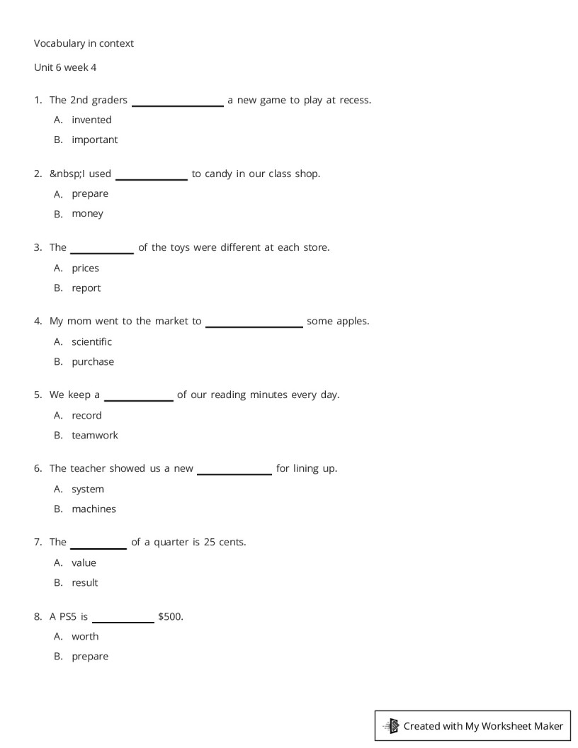 Worksheet - My Worksheet Maker: Create Your Own Worksheets