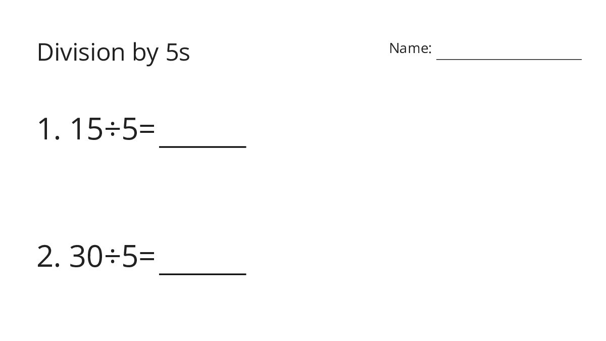 Division by 5s - My Worksheet Maker: Create Your Own Worksheets