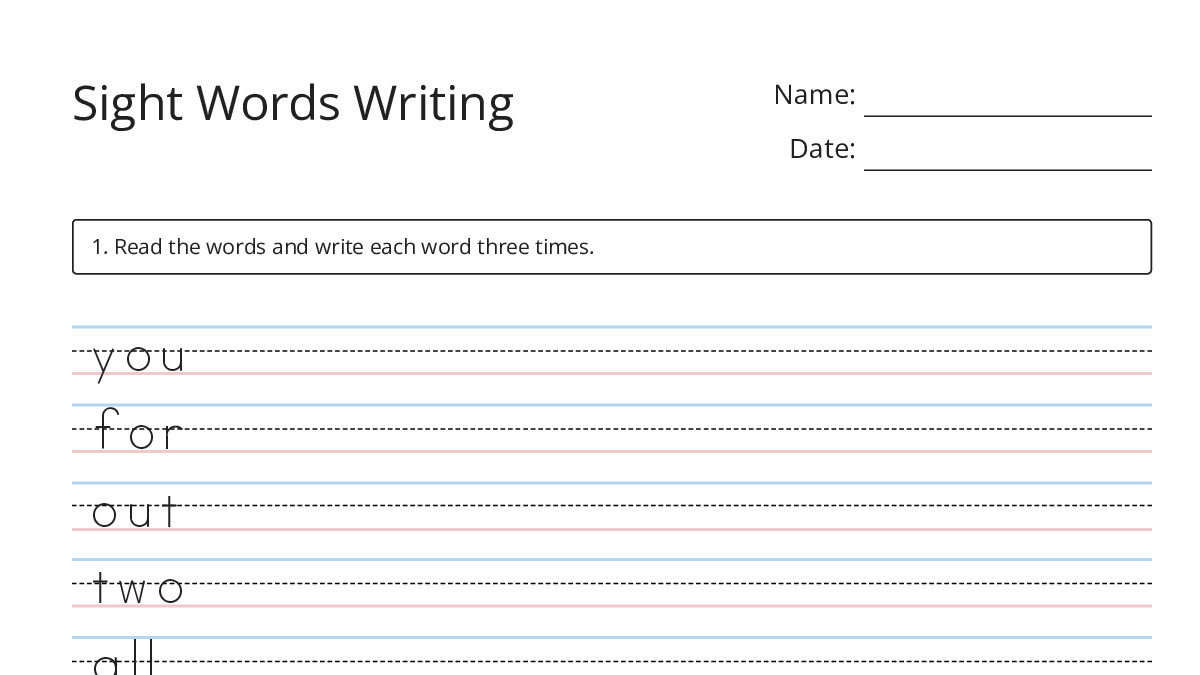 Sight Words Writing - My Worksheet Maker: Create Your Own Worksheets