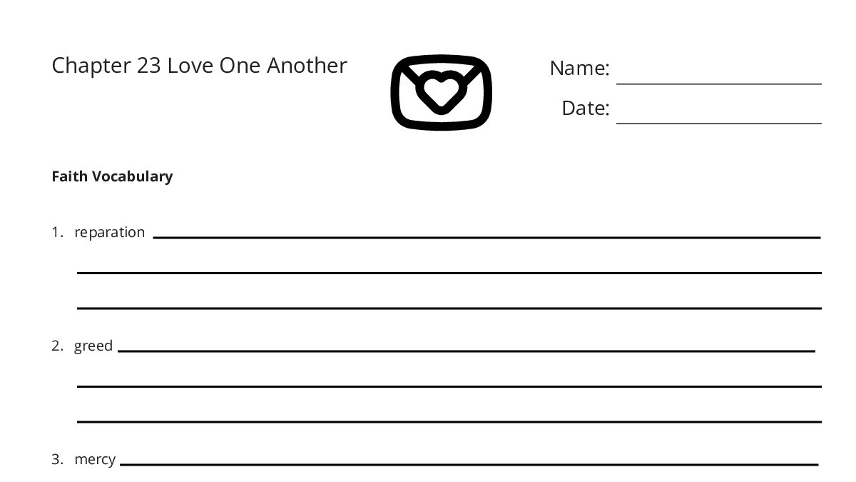 Chapter 23 Love One Another - My Worksheet Maker: Create Your Own ...