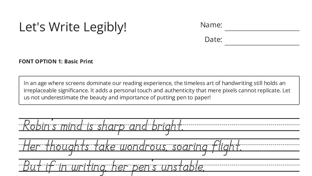 Let's Write Legibly! - My Worksheet Maker: Create Your Own Worksheets