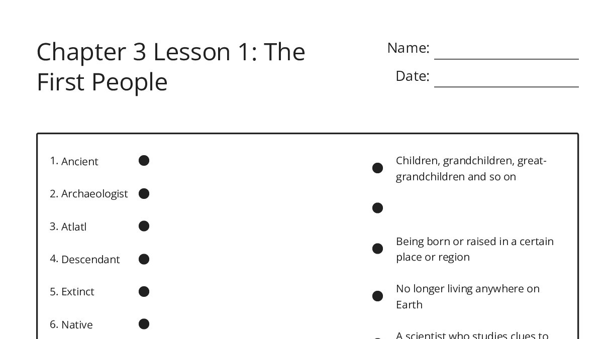 Chapter 3 Lesson 1: The First People - My Worksheet Maker: Create Your ...