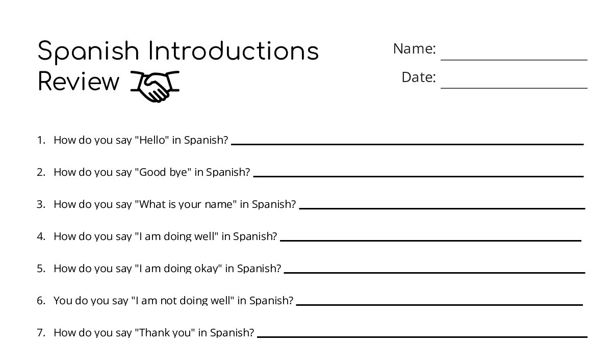 Spanish Introductions Review - My Worksheet Maker: Create Your Own ...