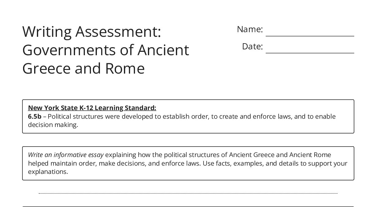 Writing Assessment: Governments of Ancient Greece and Rome - My ...