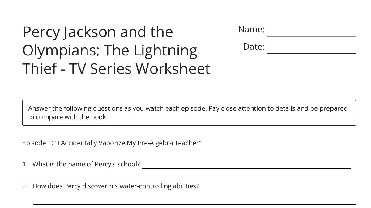 Percy Jackson and the Olympians: The Lightning Thief - TV Series ...