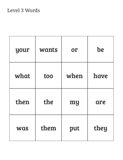 Level 3 Sight Words Bingo Cards - Free Printable | BrightSprout