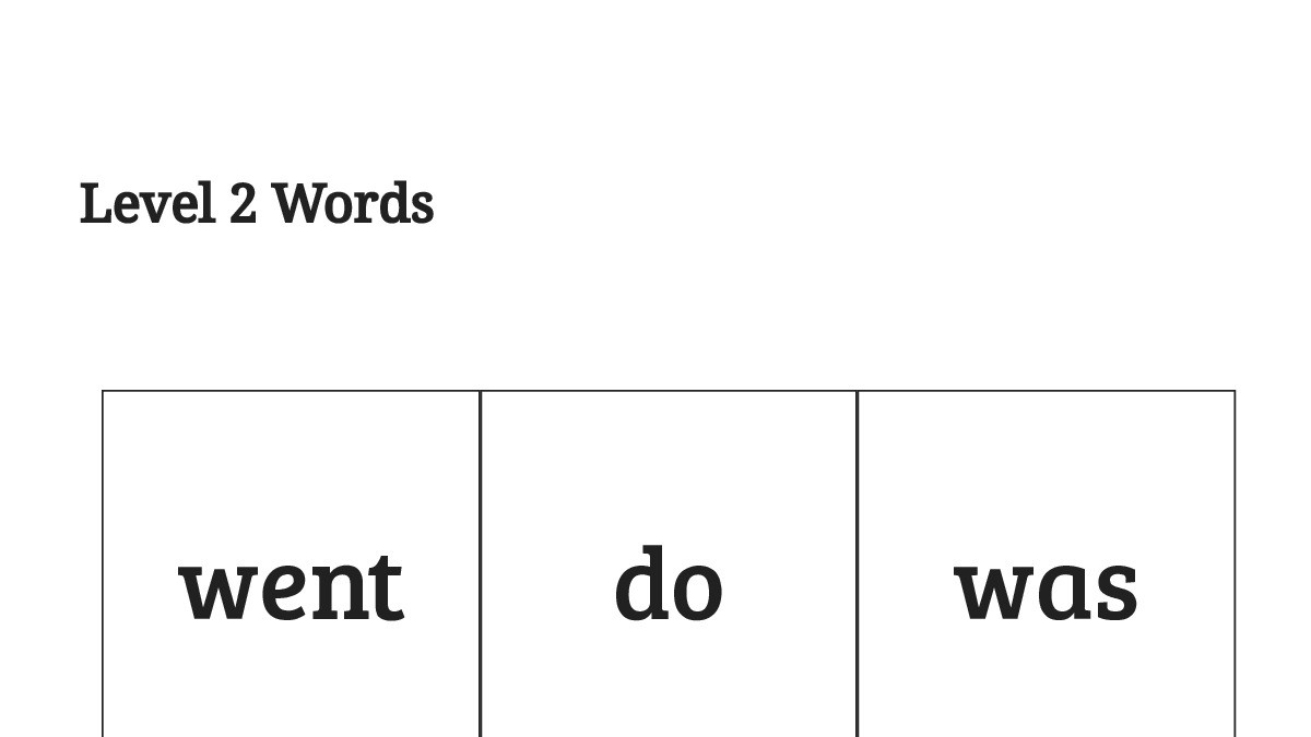 Level 2 Words - My Bingo Maker: Create Your Own Bingo Cards