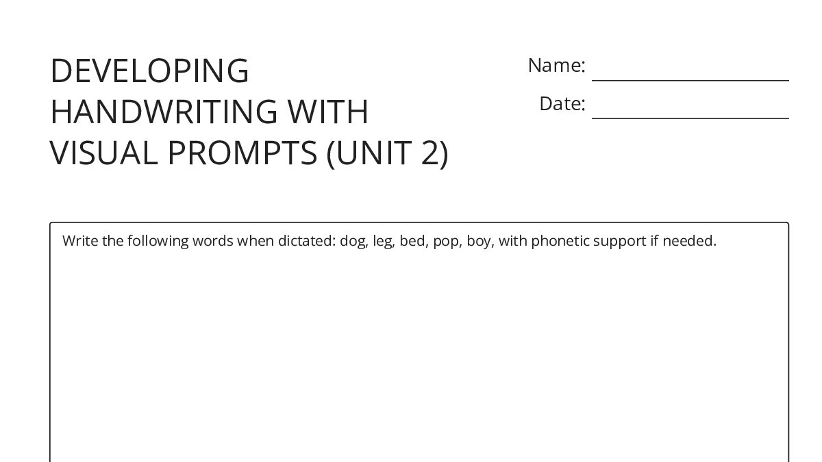DEVELOPING HANDWRITING WITH VISUAL PROMPTS (UNIT 2) - My Worksheet ...