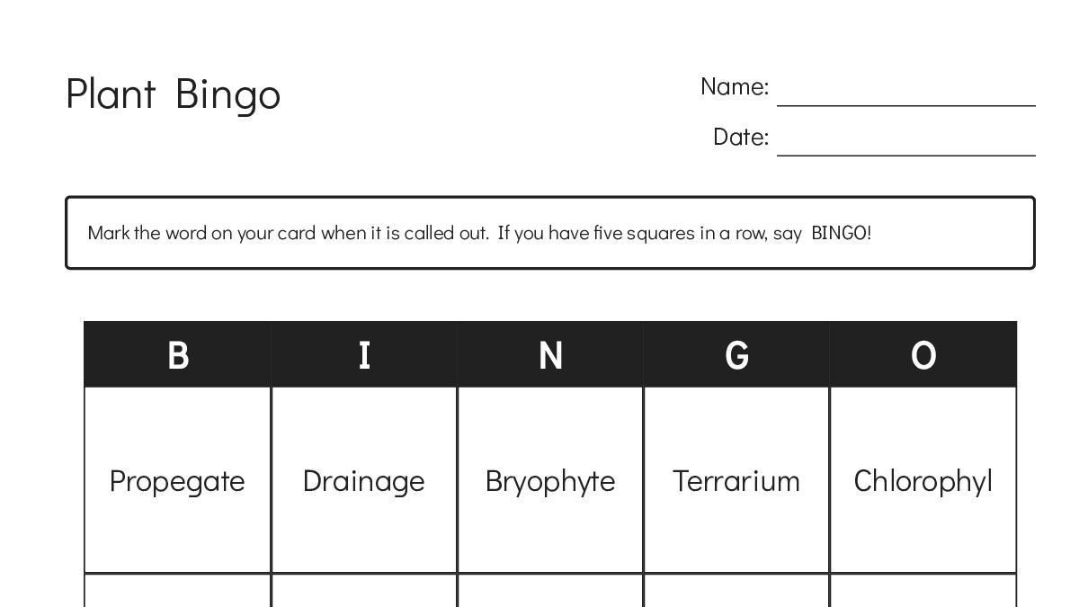 Plant Bingo - My Bingo Maker: Create Your Own Bingo Cards