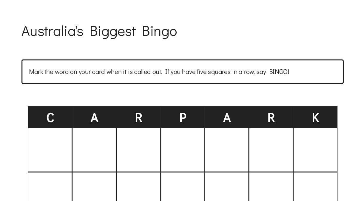 Australia's Biggest Bingo - My Bingo Maker: Create Your Own Bingo Cards