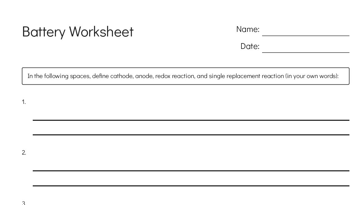 Battery Worksheet - My Worksheet Maker: Create Your Own Worksheets
