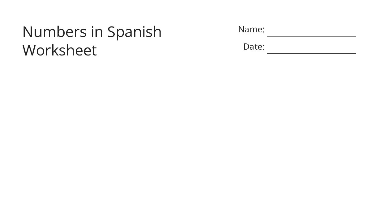 Numbers in Spanish Worksheet - My Worksheet Maker: Create Your Own ...