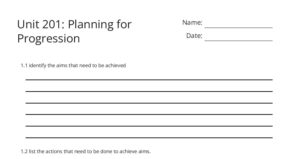 Unit 201: Planning for Progression - My Worksheet Maker: Create Your ...