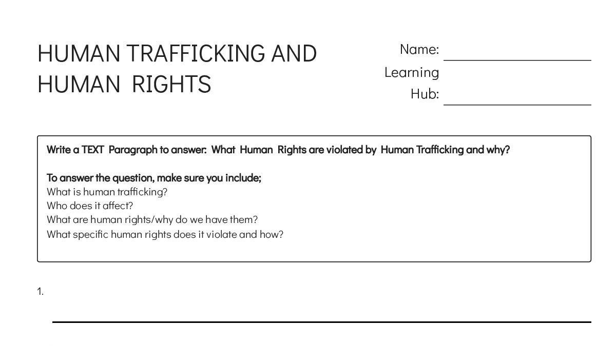 HUMAN TRAFFICKING AND HUMAN RIGHTS - My Worksheet Maker: Create Your ...