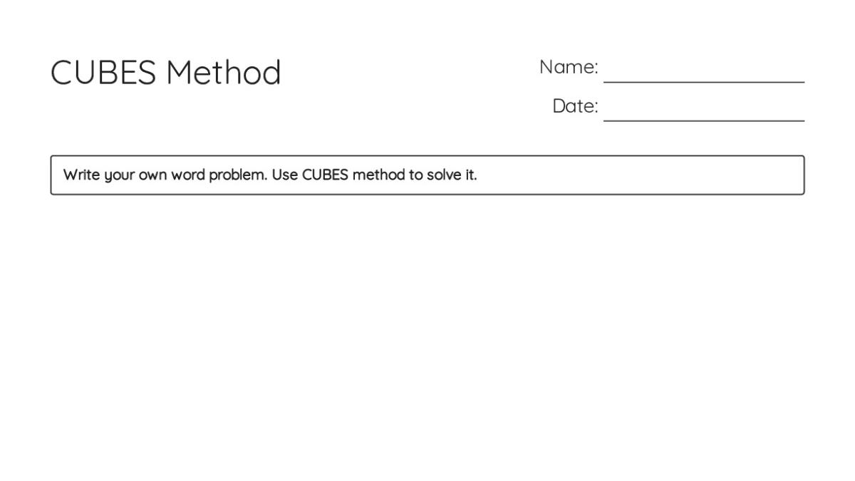 CUBES Method - My Worksheet Maker: Create Your Own Worksheets