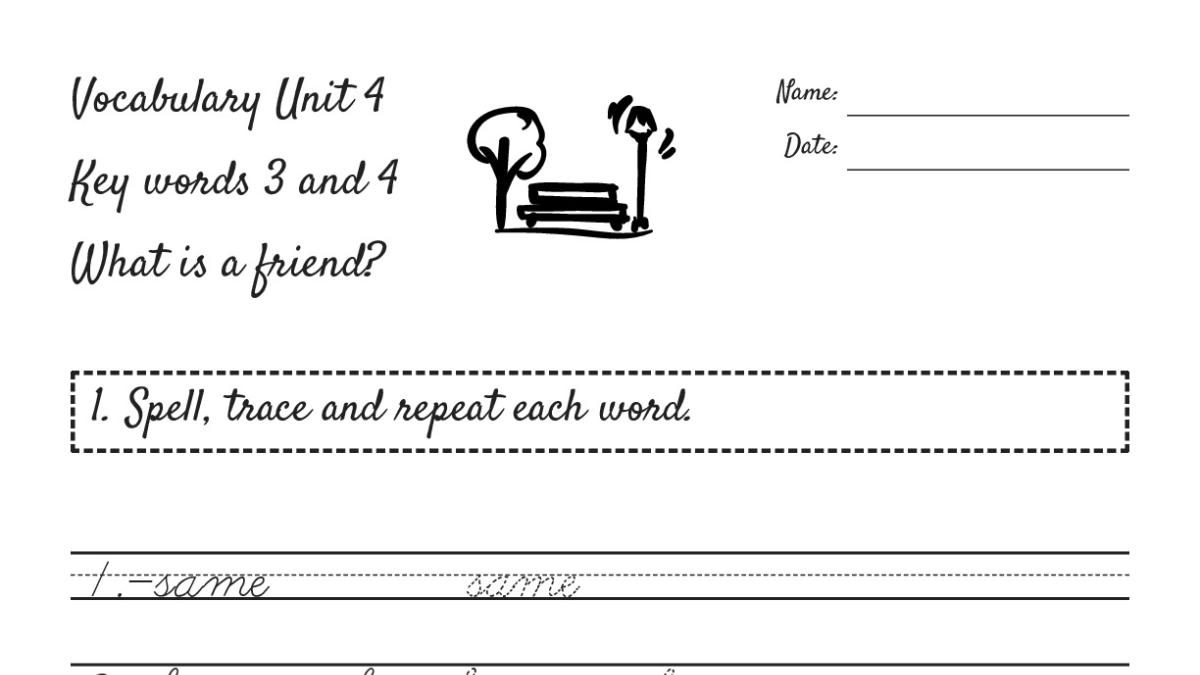 Vocabulary Unit 4 Key words 3 and 4 What is a friend? - My Worksheet ...