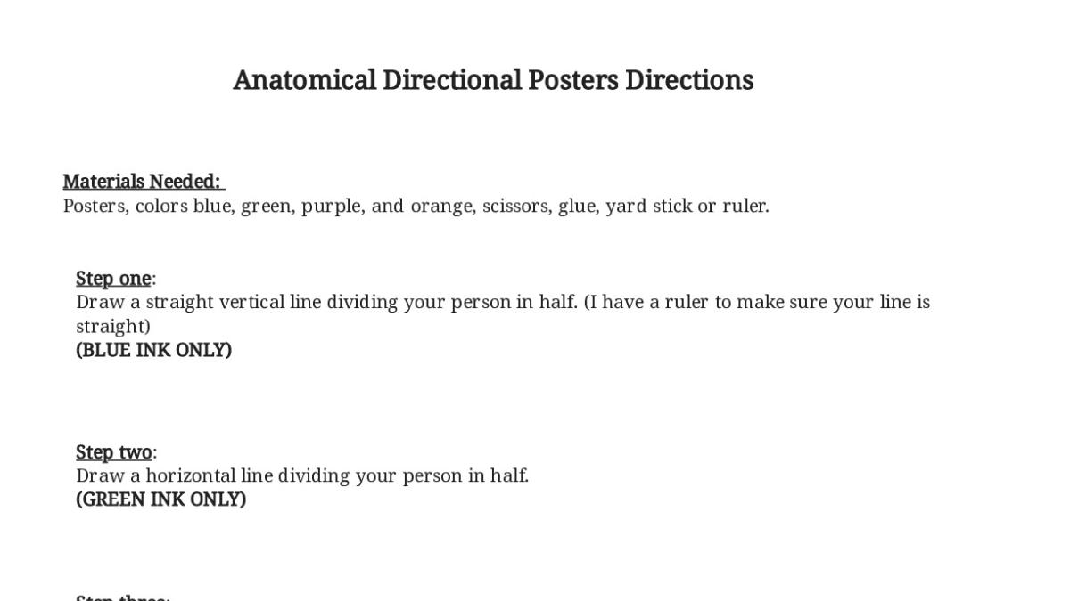 Anatomical Directional Posters Directions - My Worksheet Maker: Create ...