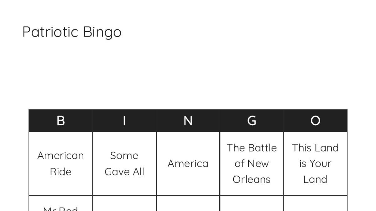 Patriotic Bingo - My Bingo Maker: Create Your Own Bingo Cards