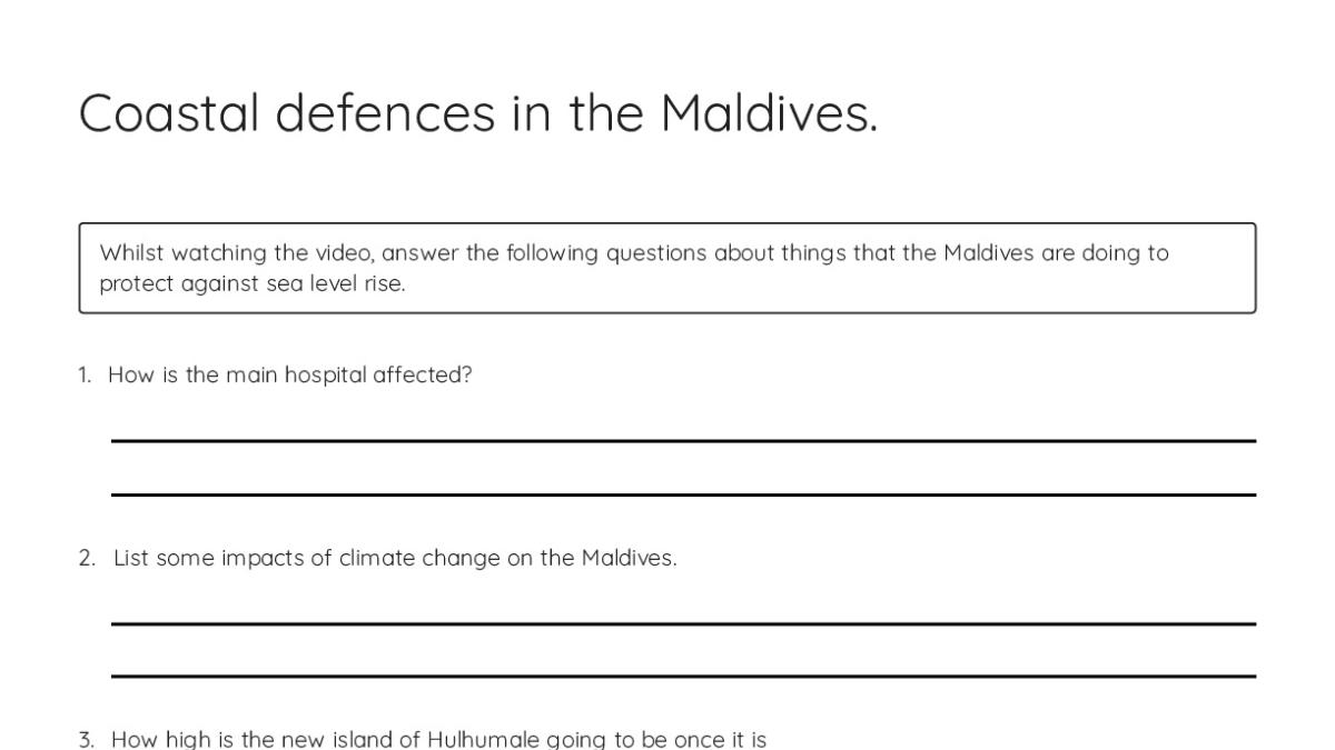 Coastal defences in the Maldives. - My Worksheet Maker: Create Your Own ...