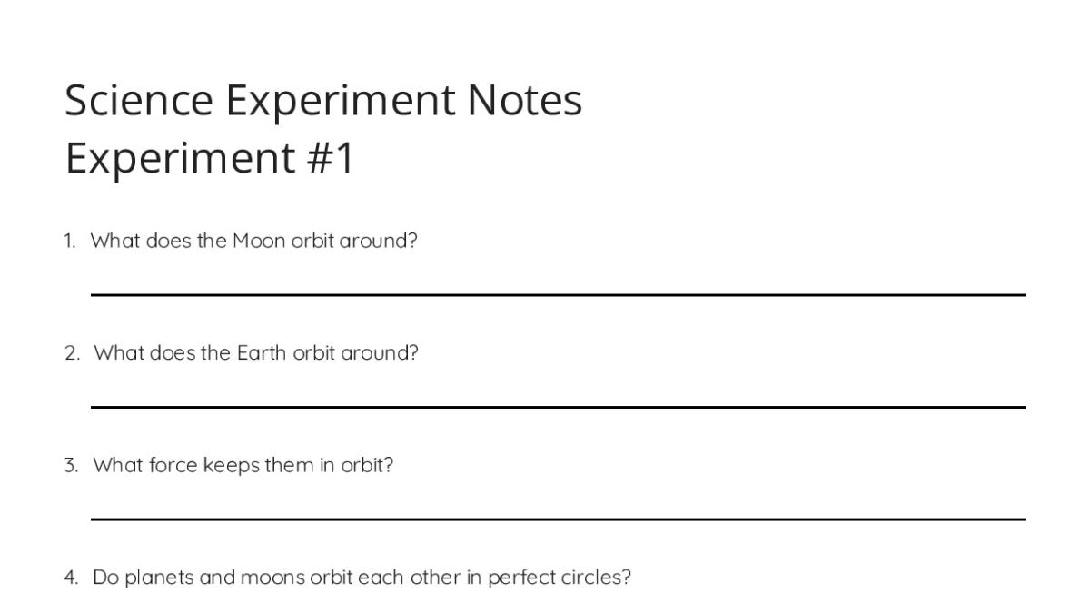Science Experiment Notes - My Worksheet Maker: Create Your Own Worksheets