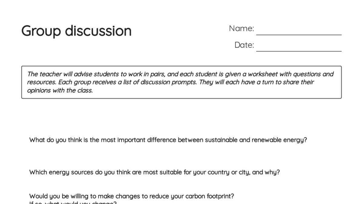 Group discussion - My Worksheet Maker: Create Your Own Worksheets
