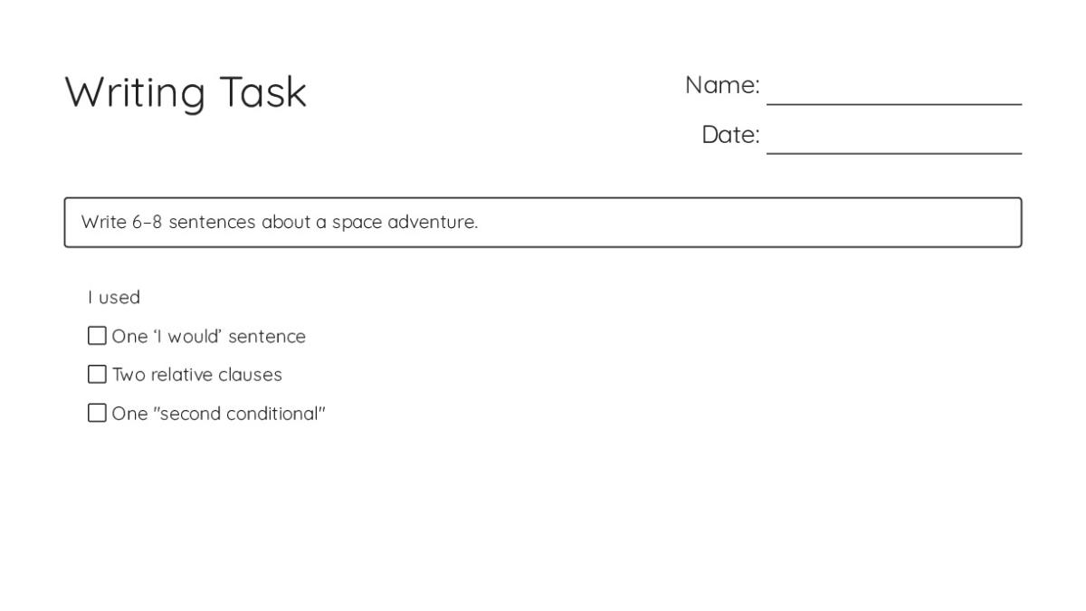 Writing Task - My Worksheet Maker: Create Your Own Worksheets