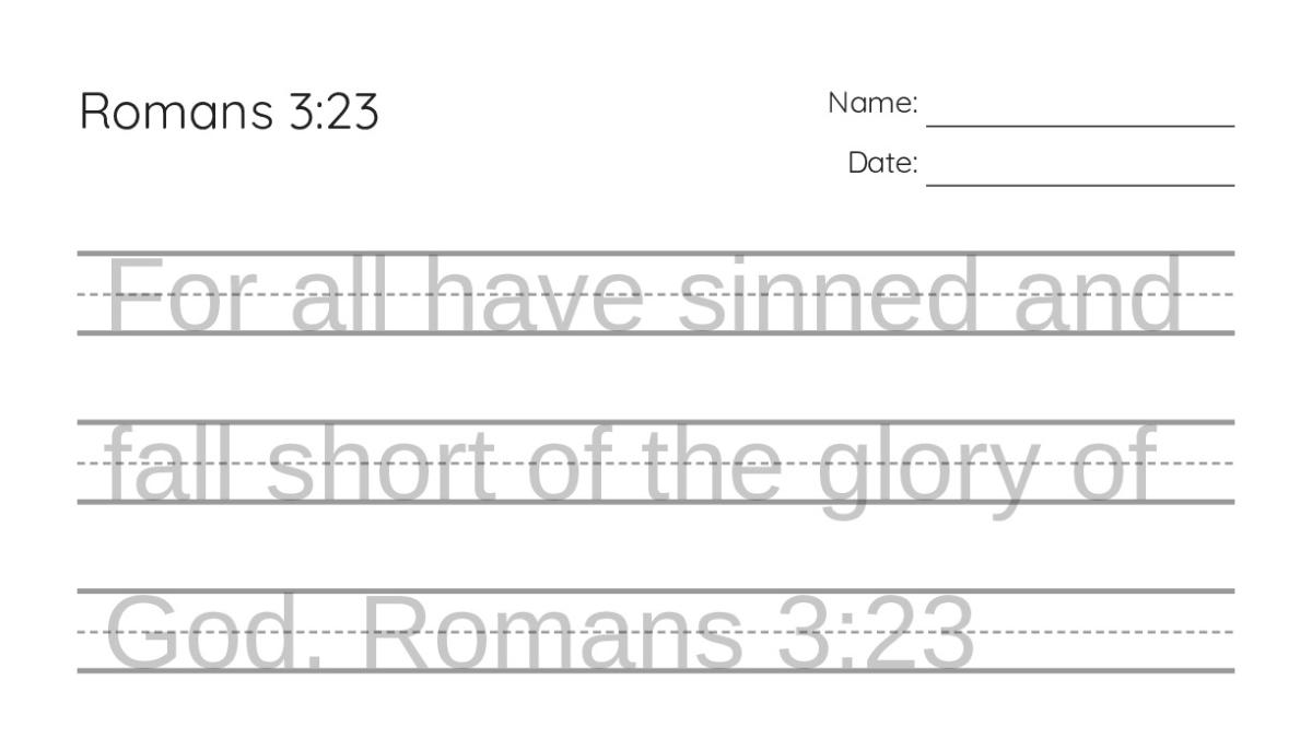 Romans 3:23 - My Worksheet Maker: Create Your Own Worksheets