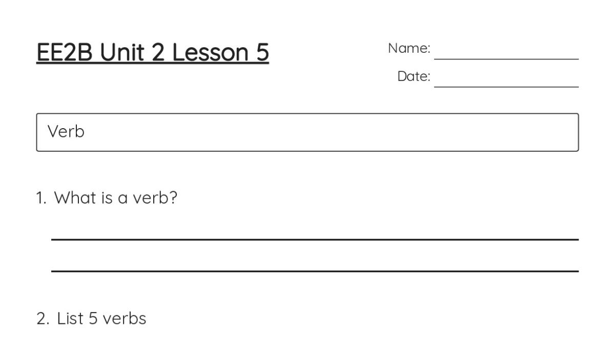EE2B Unit 2 Lesson 5 - My Worksheet Maker: Create Your Own Worksheets