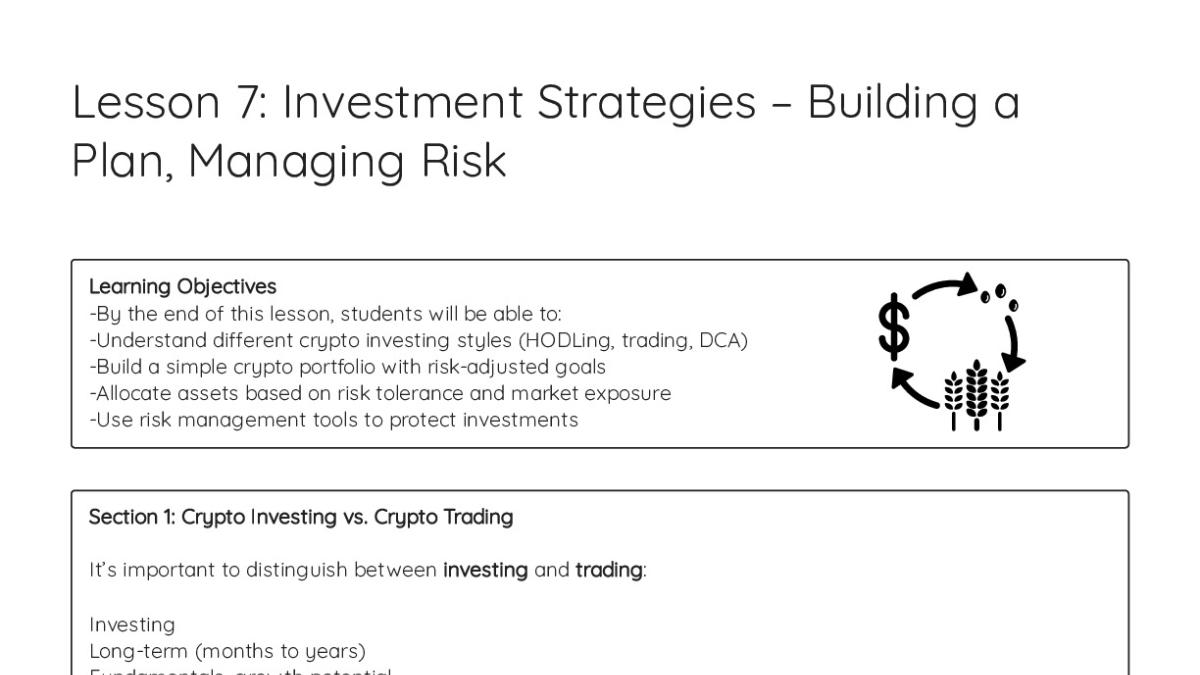 Lesson 7: Investment Strategies – Building a Plan, Managing Risk - My ...