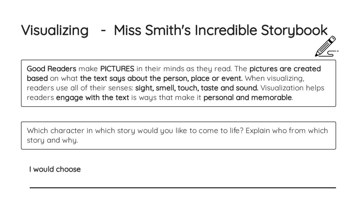Visualizing - Miss Smith's Incredible Storybook - My Worksheet Maker ...