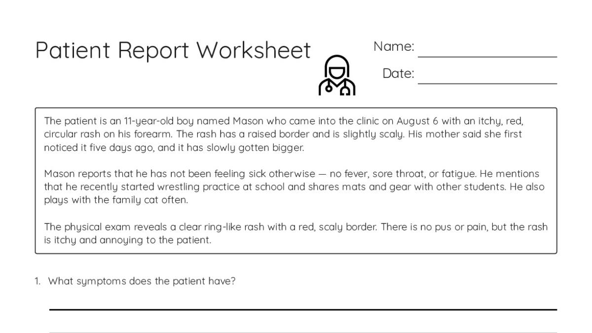 Patient Report Worksheet - My Worksheet Maker: Create Your Own Worksheets