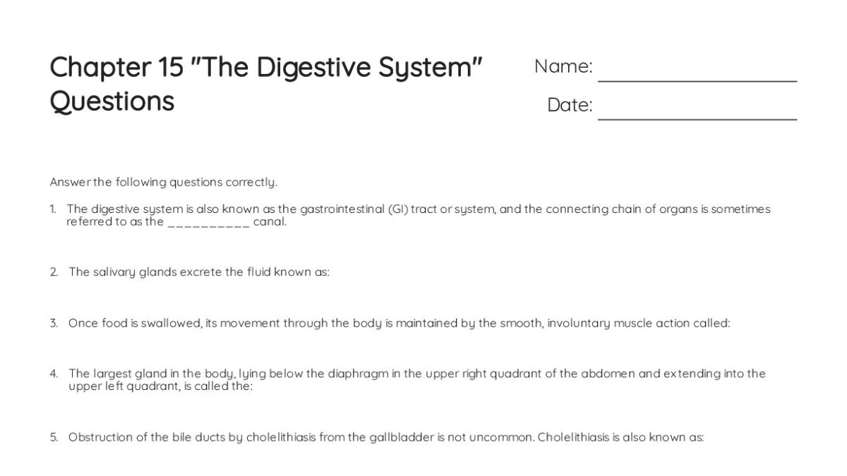 Chapter 15 "The Digestive System" Questions - My Worksheet Maker ...