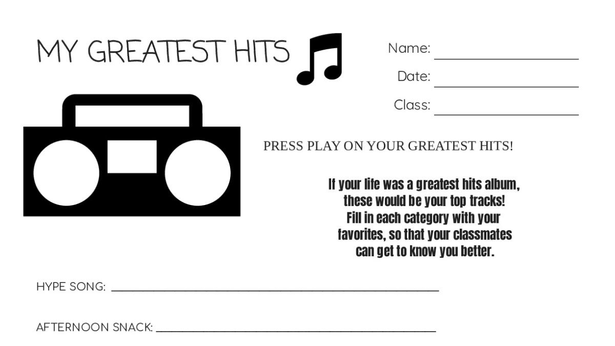 MY GREATEST HITS - My Worksheet Maker: Create Your Own Worksheets