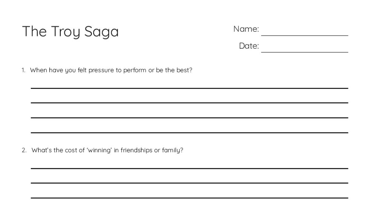 The Troy Saga - My Worksheet Maker: Create Your Own Worksheets
