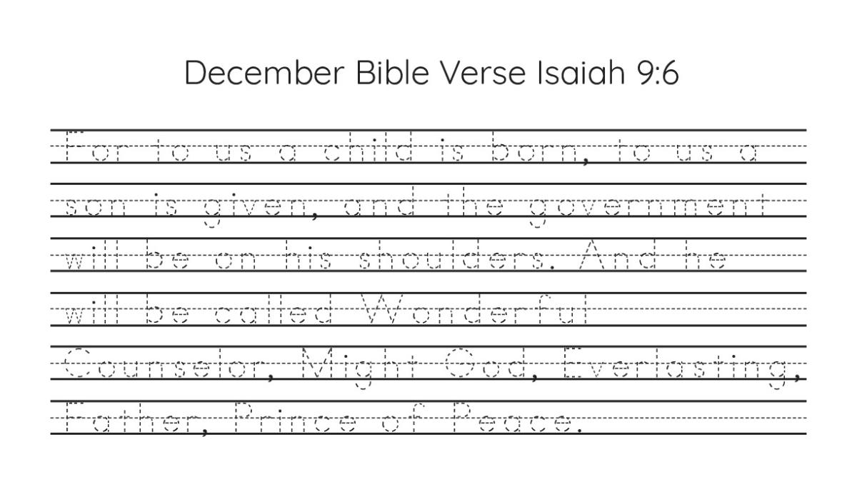 December Bible Verse Isaiah 9:6 - My Worksheet Maker: Create Your Own ...