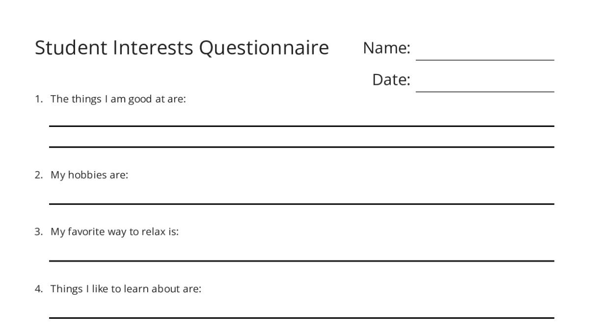 Student Interests Questionnaire - My Worksheet Maker: Create Your Own ...