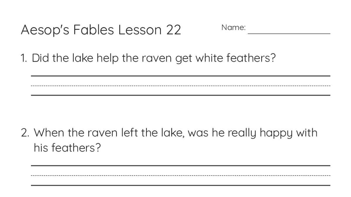 Aesop's Fables Lesson 22 - My Worksheet Maker: Create Your Own Worksheets