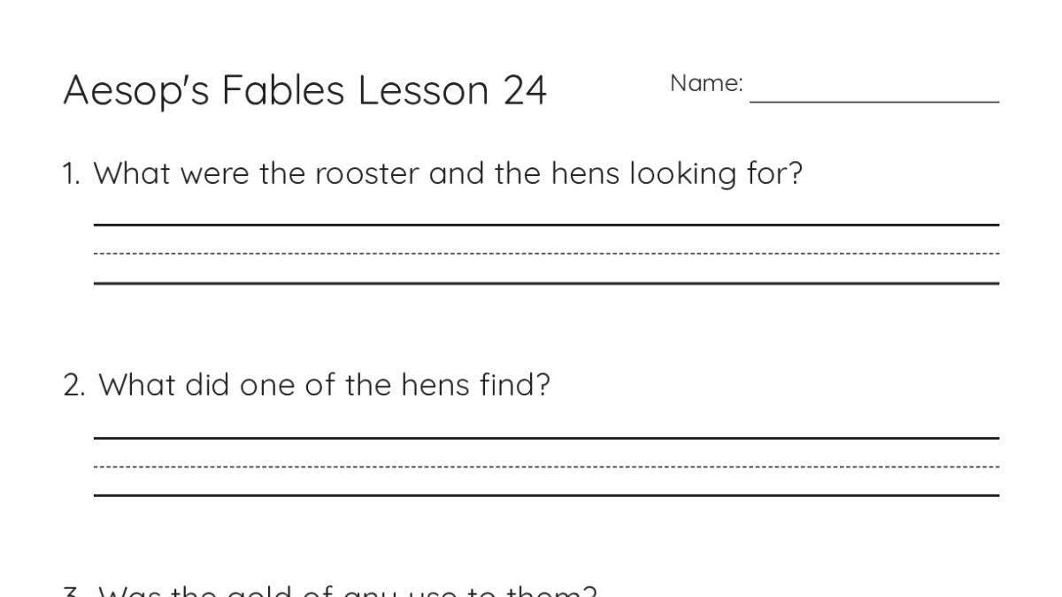 Aesop's Fables Lesson 24 - My Worksheet Maker: Create Your Own Worksheets