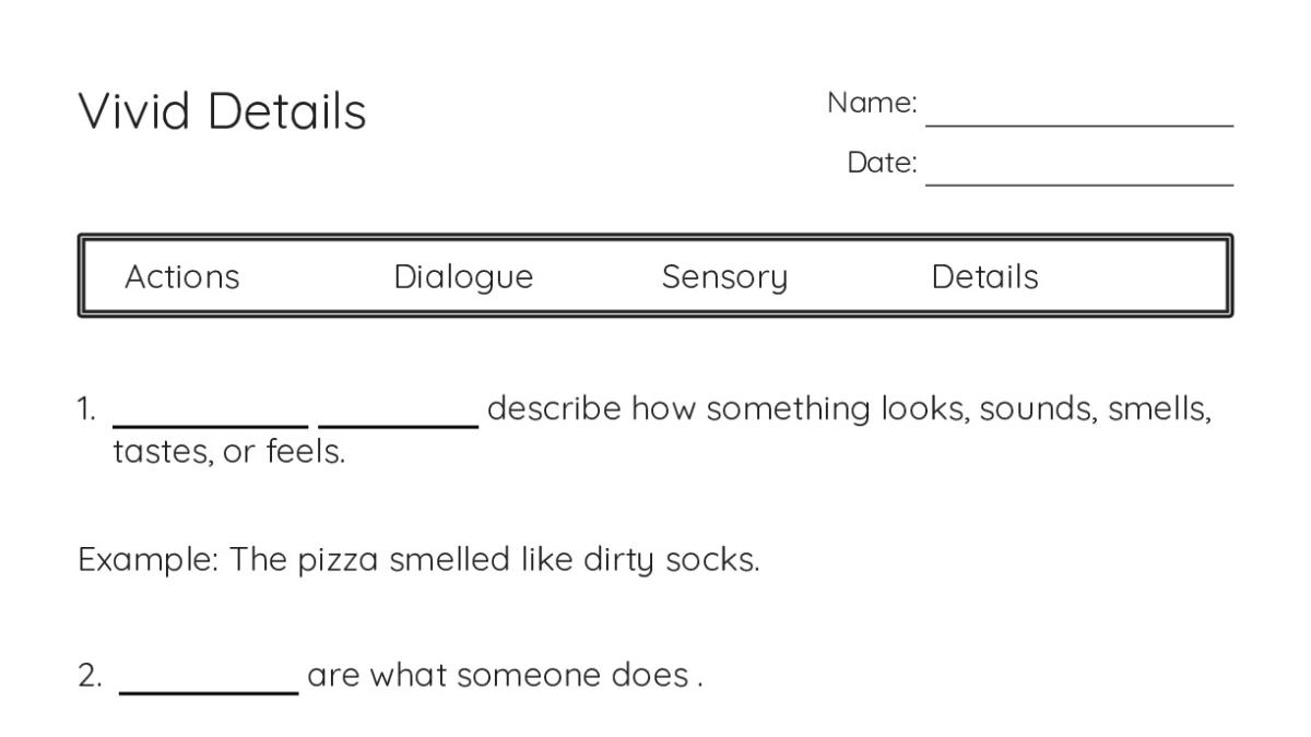 Vivid Details - My Worksheet Maker: Create Your Own Worksheets