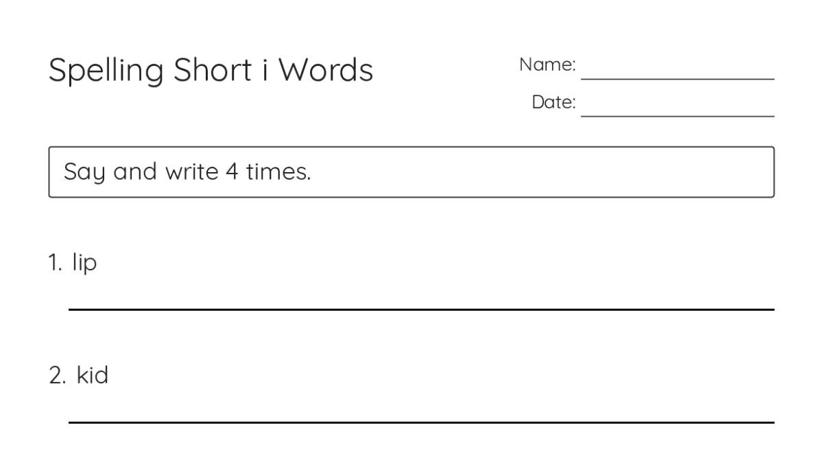 Spelling Short i Words - My Worksheet Maker: Create Your Own Worksheets