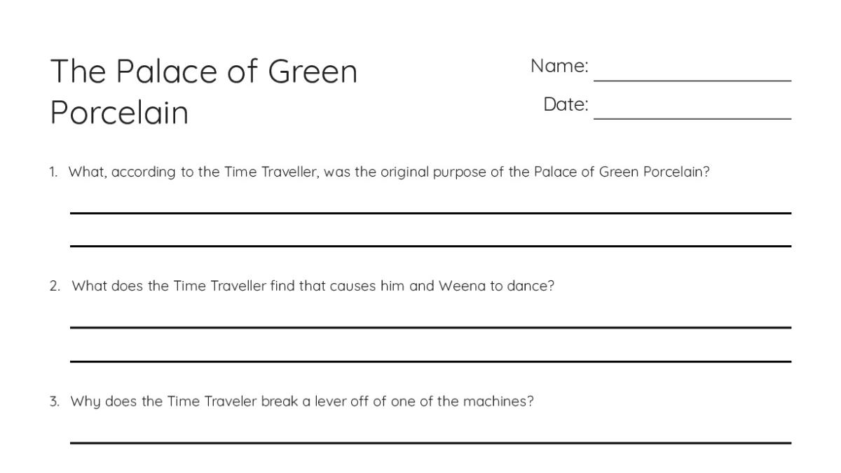 The Palace of Green Porcelain - My Worksheet Maker: Create Your Own ...