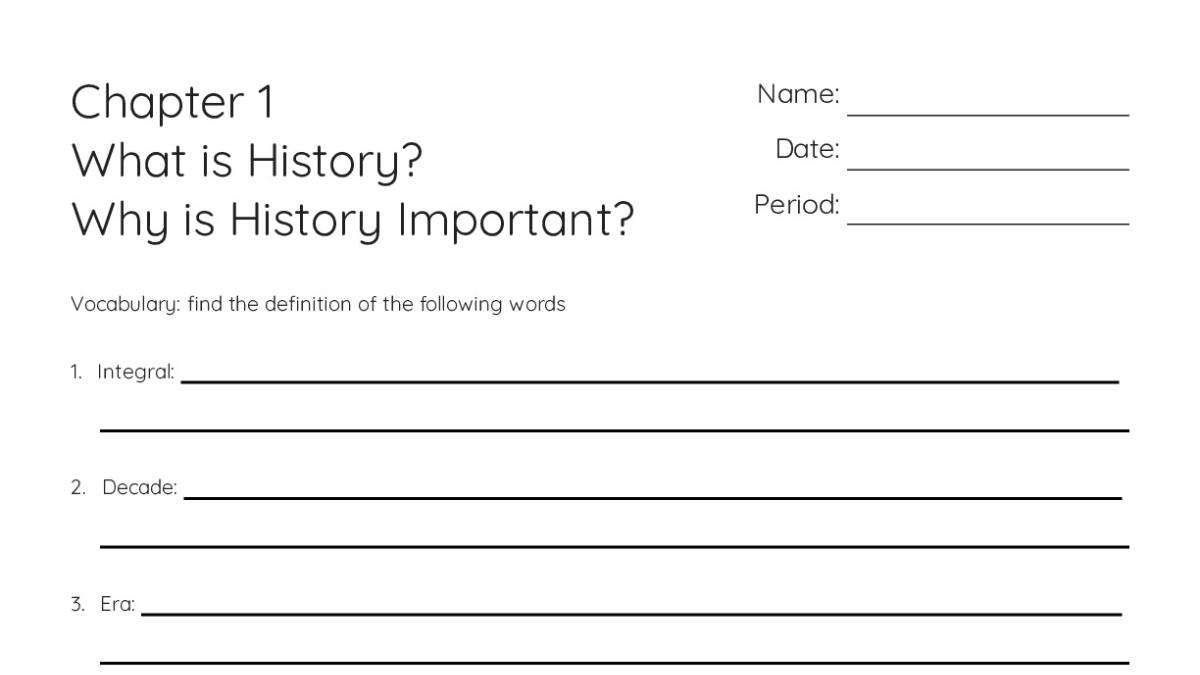 Chapter 1 What is History? Why is History Important? - My Worksheet ...